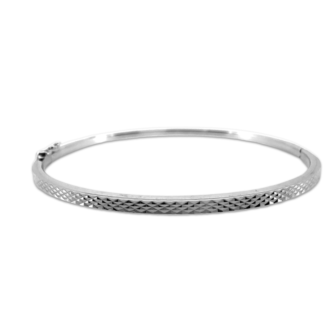 Shimmer Textured Bangle Bracelet | White