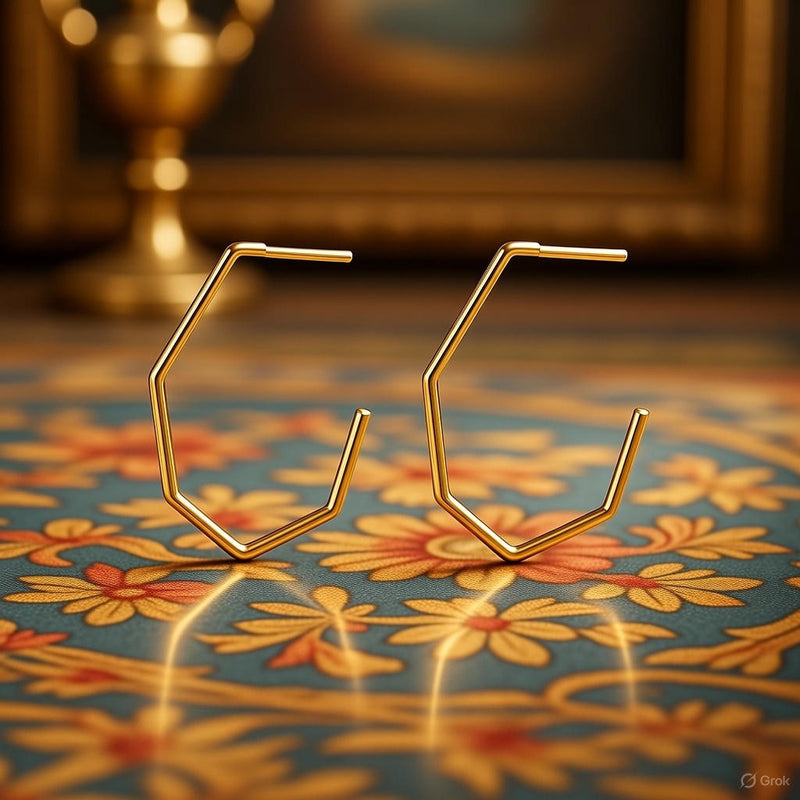Open to Brilliance: Gold Hexa Hoops That Frame Your Face with Effortle